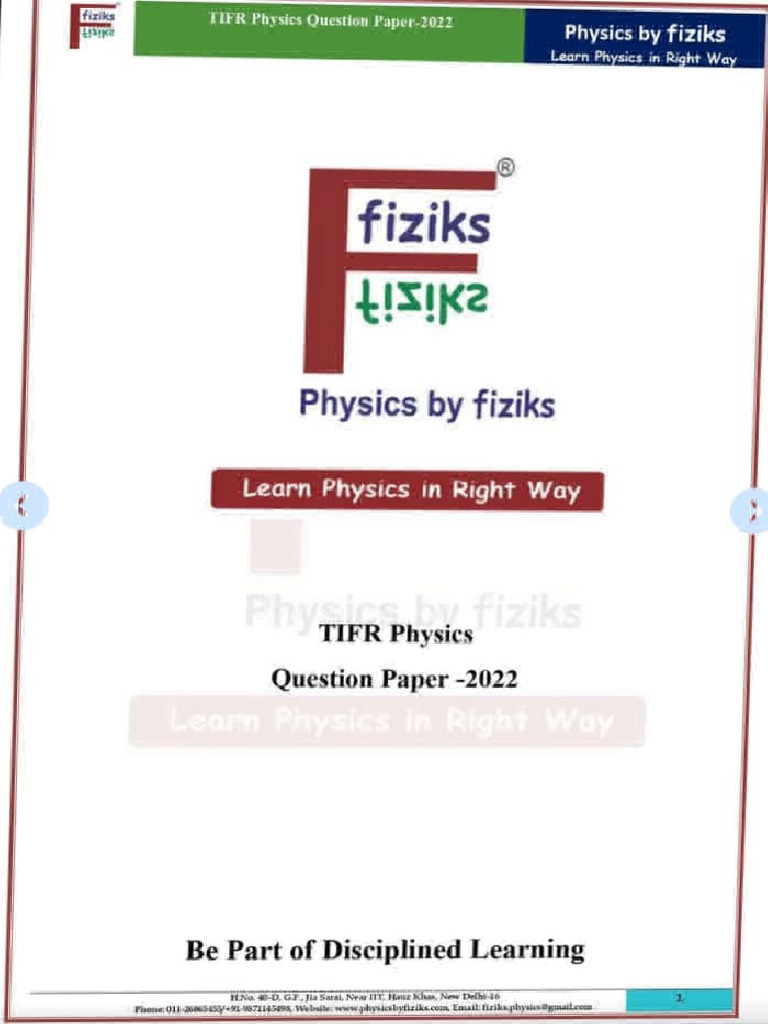 Tifr Physics (2022) | PDF