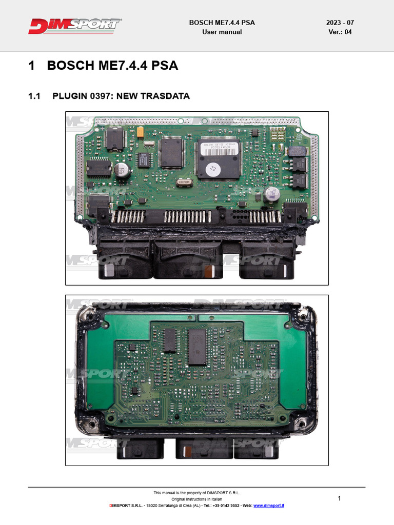 NT Bosch Me7.4.4 Psa 1033 | PDF
