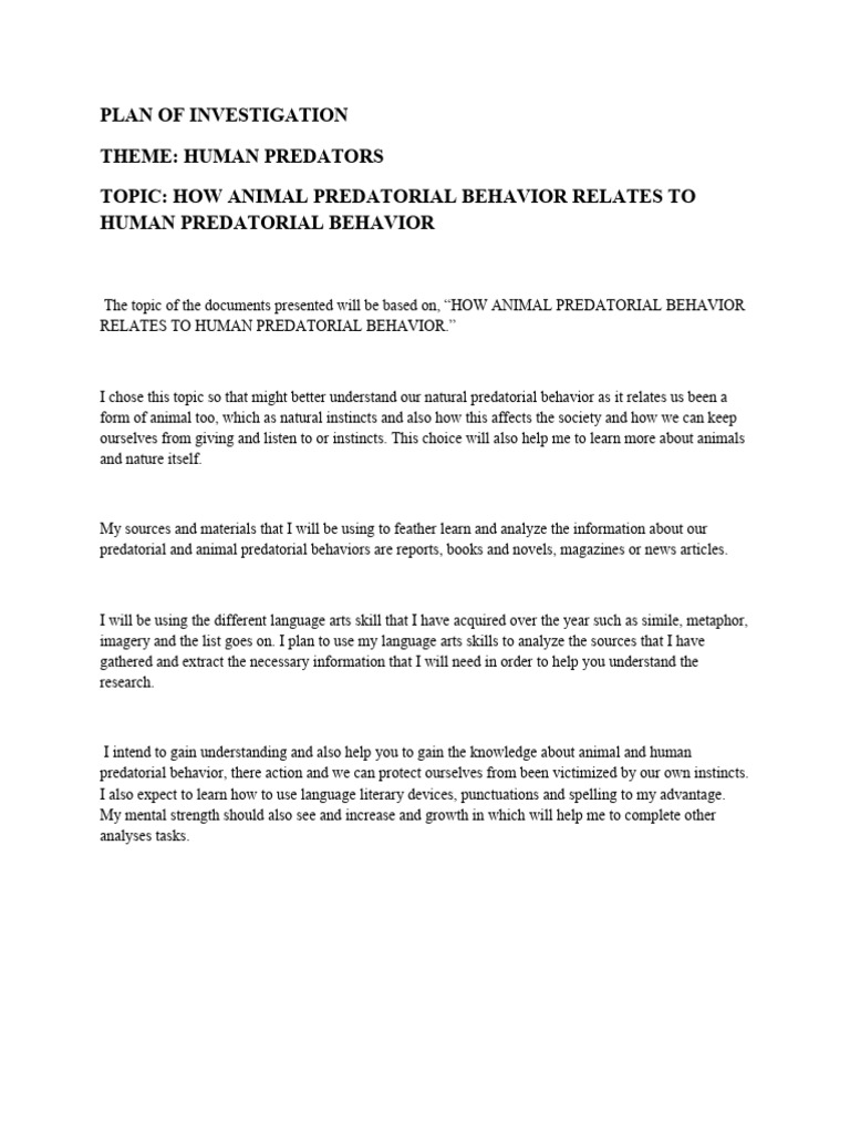 PLAN OF INVESTIGATION English Sba | PDF