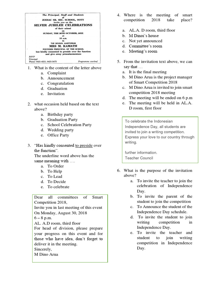 Quiz of Personal Invitation | PDF