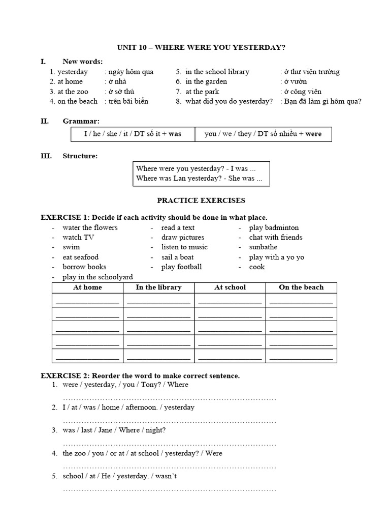 Unit 10 - Worksheet PDF | PDF