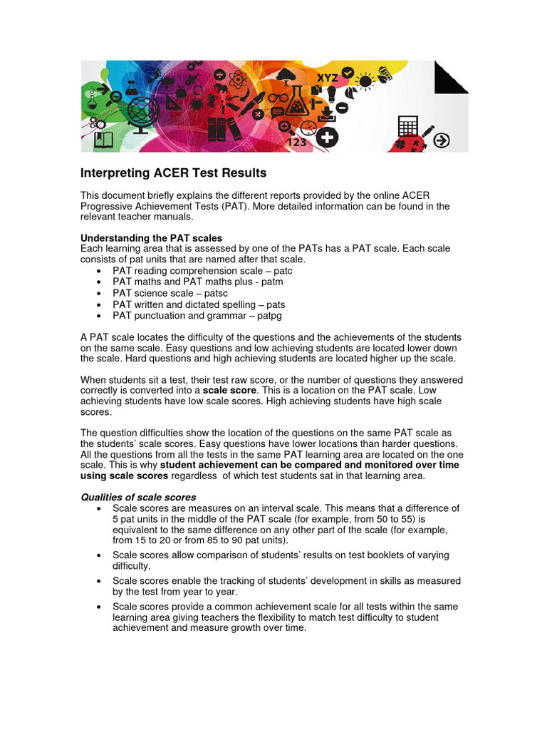 Interpreting Acer Test Results | PDF | Percentile | Cognition
