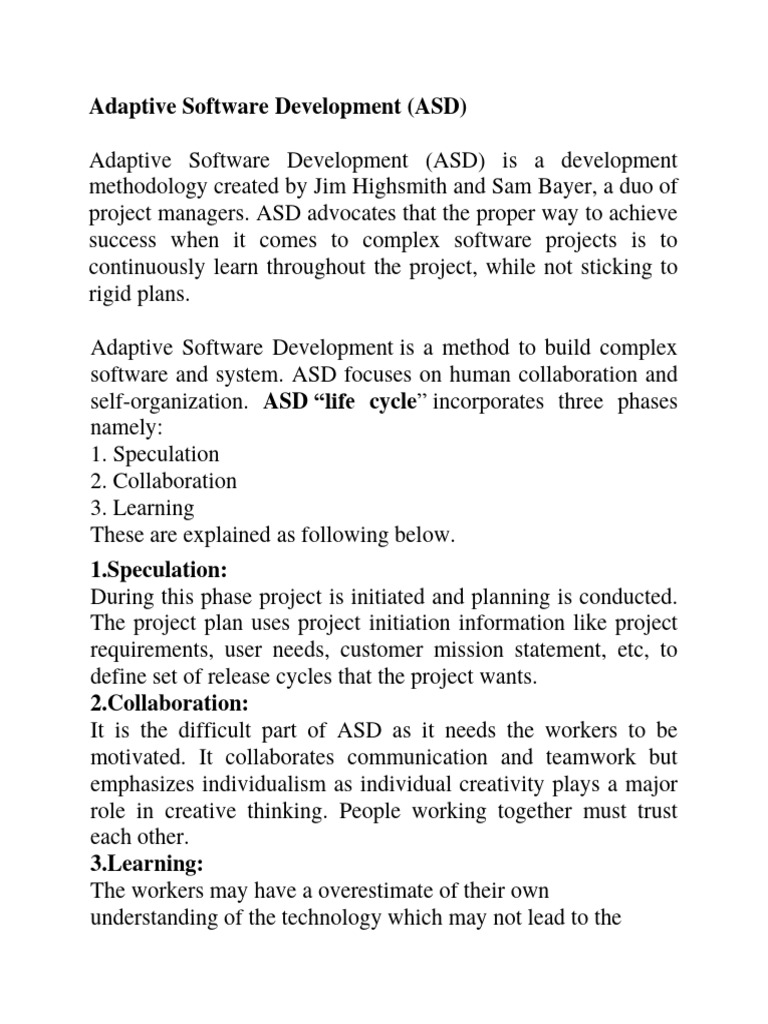 Adaptive Software Development Guide | PDF