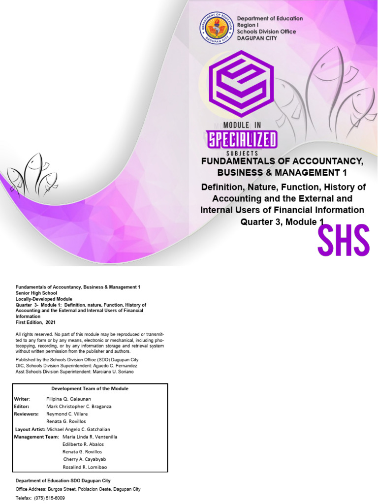 SHS - FABM 1 Q3 - Module 1 - Definition Nature Function and History of ...