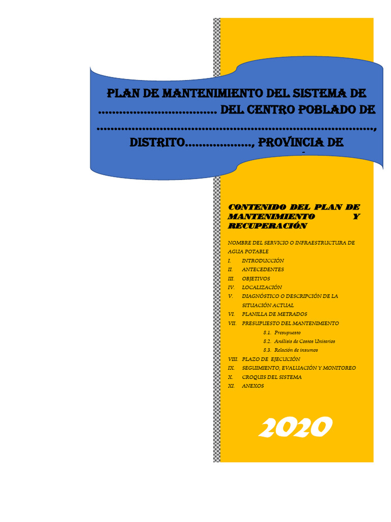 Caratula Plan Mantenimiento | PDF