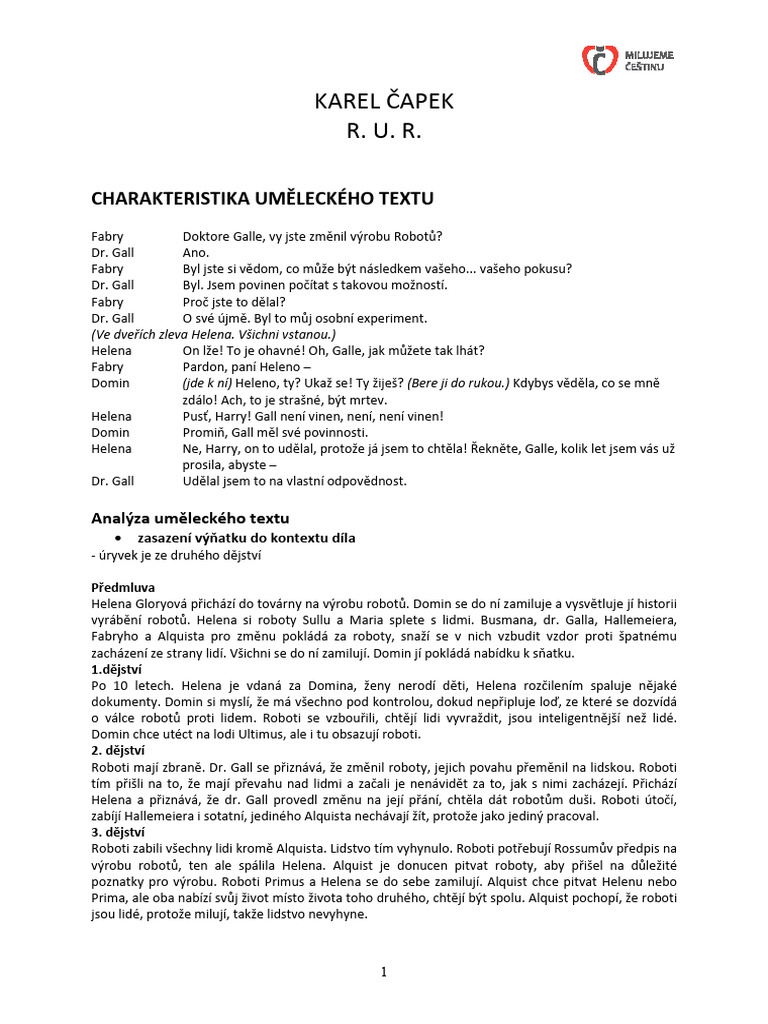 Karel Capek - R. U. R. | PDF