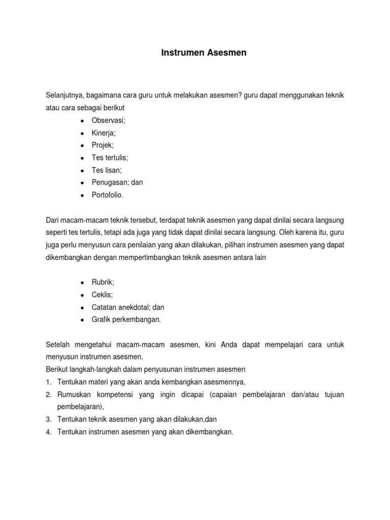 Instrumen Asesmen Pdf