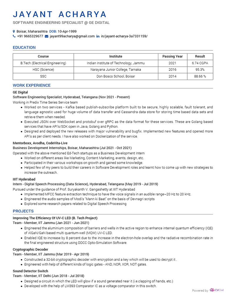 Jayant Acharyauu Resume PDF | PDF | Encryption | Computing