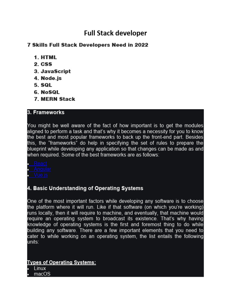 Full Stack developer | PDF