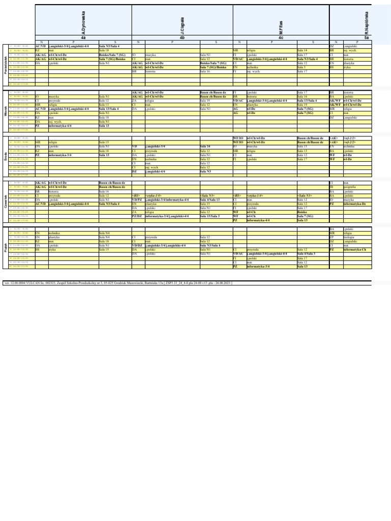 Plan Klas 4 8 23 24 | PDF
