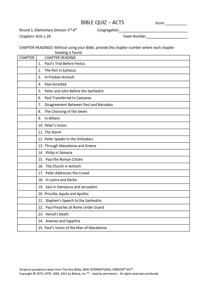 Bible Quiz All Rounds - 3rd - 6th | PDF | Paul The Apostle | Acts Of ...
