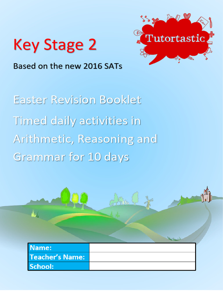 Key Stage 2: Easter Revision Booklet Timed Daily Activities in ...
