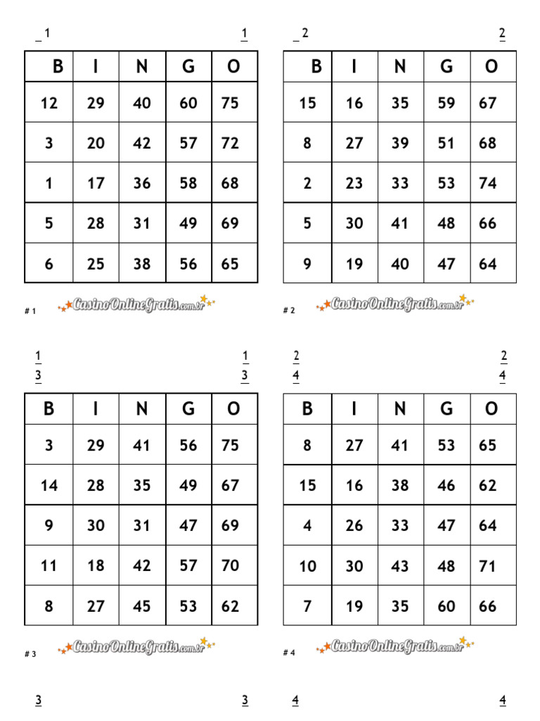 Cartela de Bingo para Imprimir Gratis 75 4 Cartoes | PDF