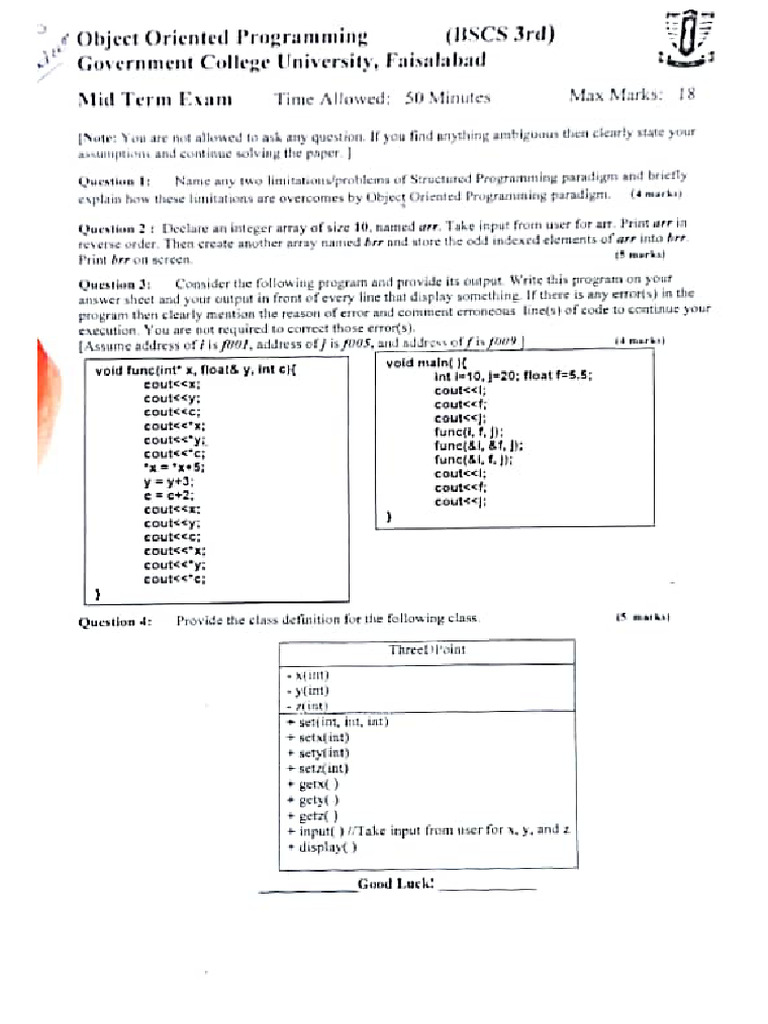 Bs Cs 3rd Papers | PDF