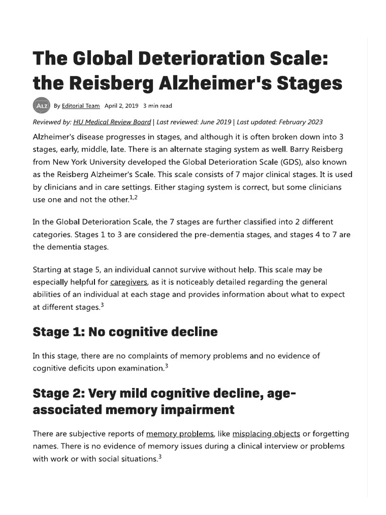 Reisberg Global Deterioration Scale | PDF