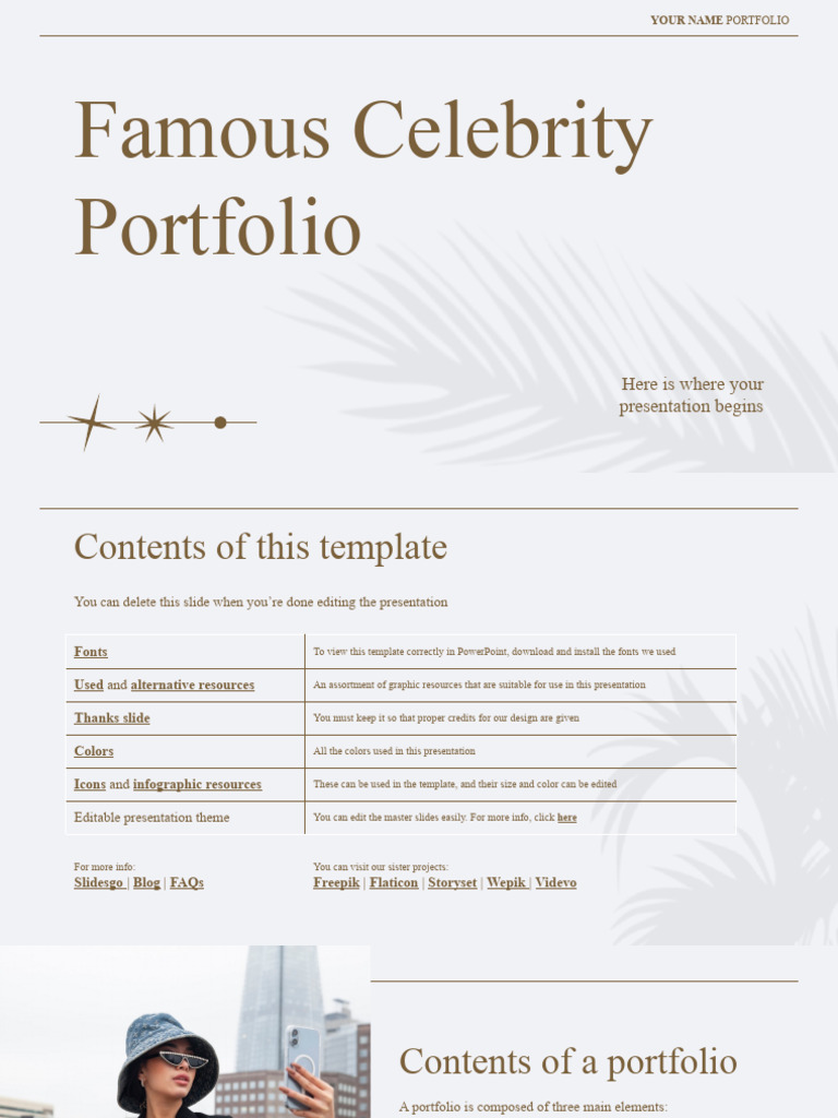 Famous Celebrity Portfolio by Slidesgo | PDF | Graphic Design | Icon ...