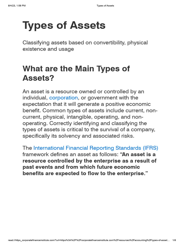Types of Assets | PDF | Fixed Asset | Financial Accounting