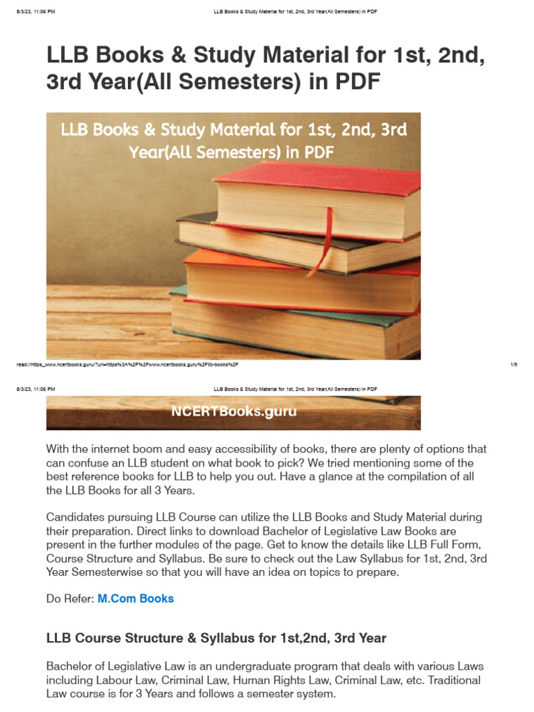 LLB Books & Study Material For 1st, 2nd, 3rd Year (All Semesters) in ...