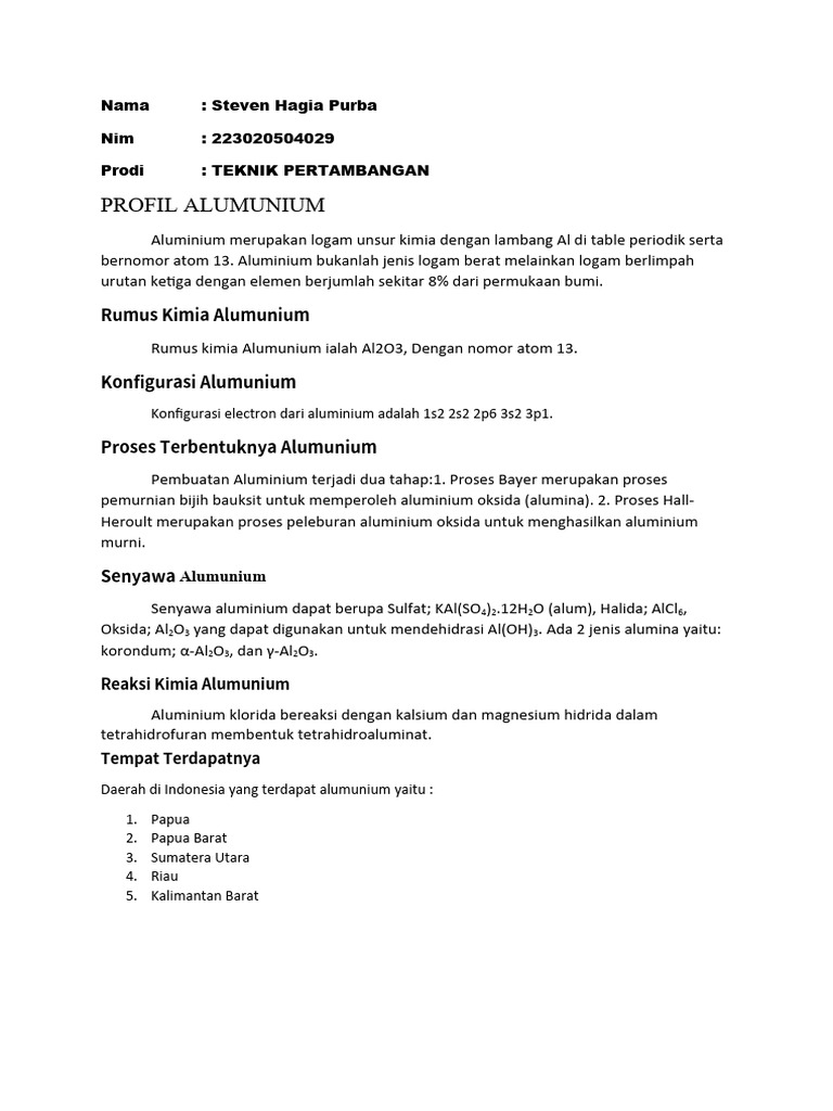 Tugas Kimia - Steven Hagia Purba | PDF