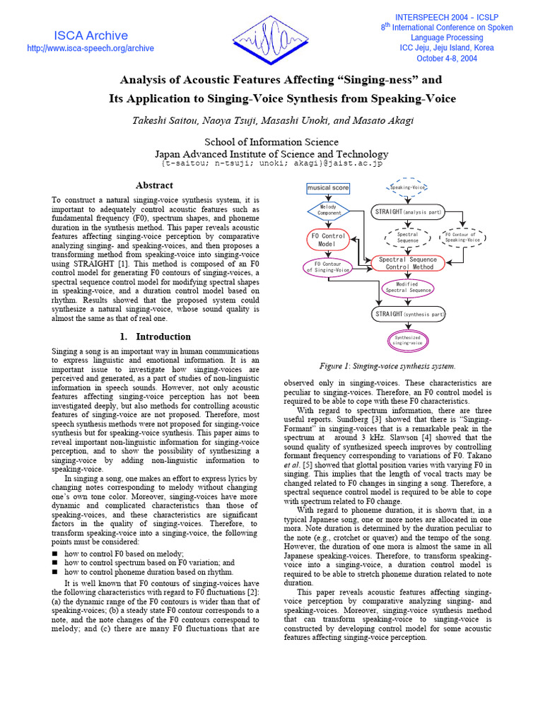 Analysis of Acoustic Features Affecting "Singing-Ness" and Its ...