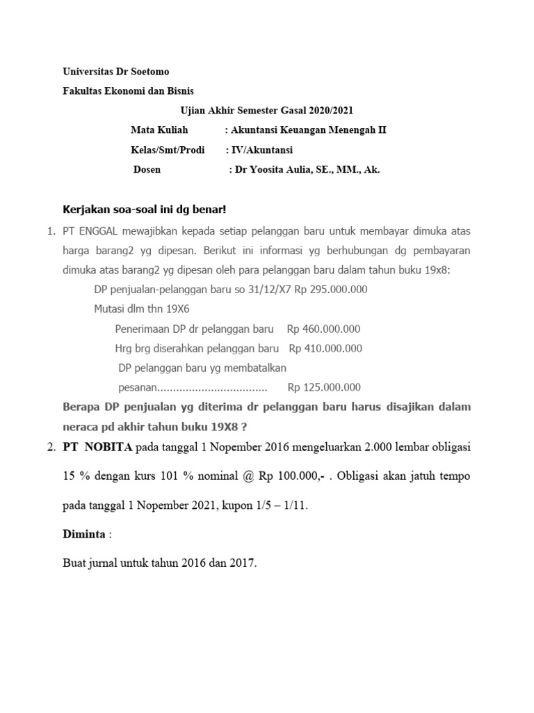 Soal Uas Akm 2 Gasal 2020 - 2021 | PDF
