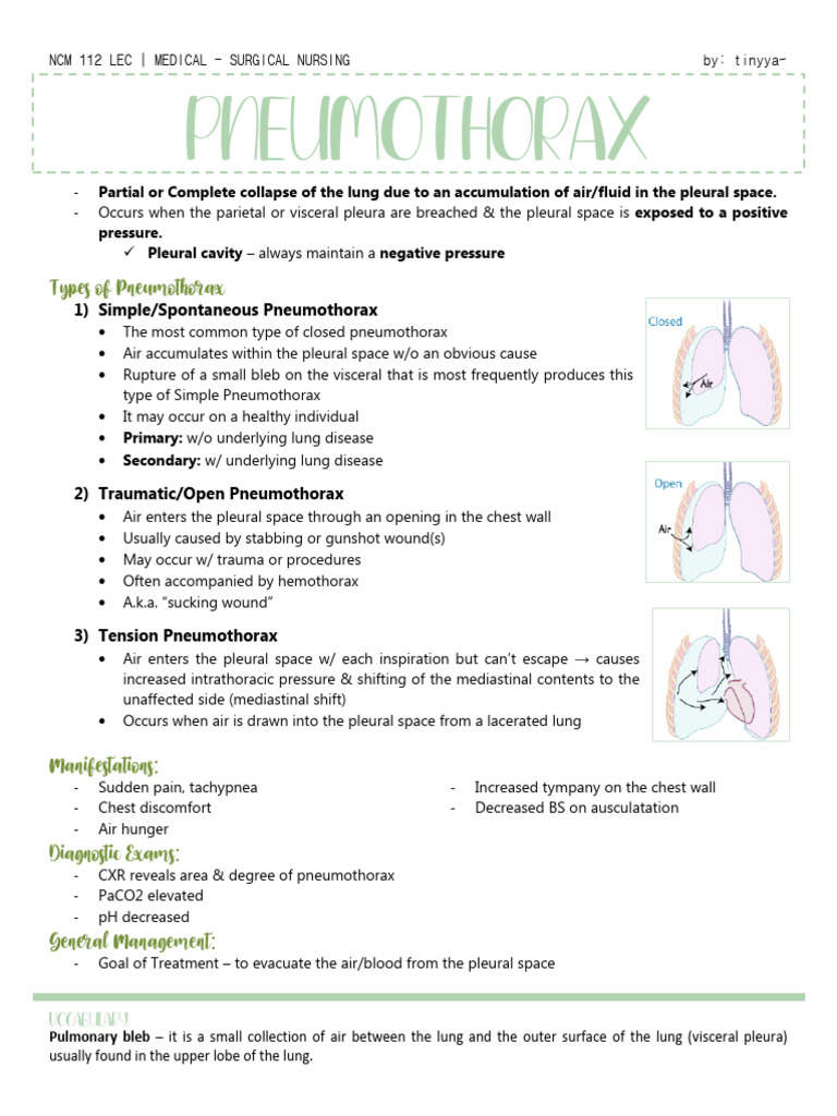 NCM-112-LEC-Topic-10-Pneumothorax-and-Hemothorax | PDF | Lung | Clinical Medicine