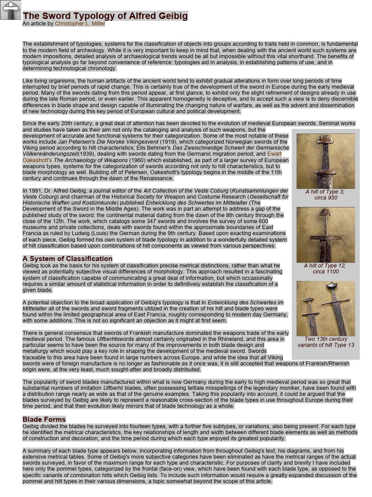 The Sword Typology of Alfred Geibig | PDF | Blade | Sword