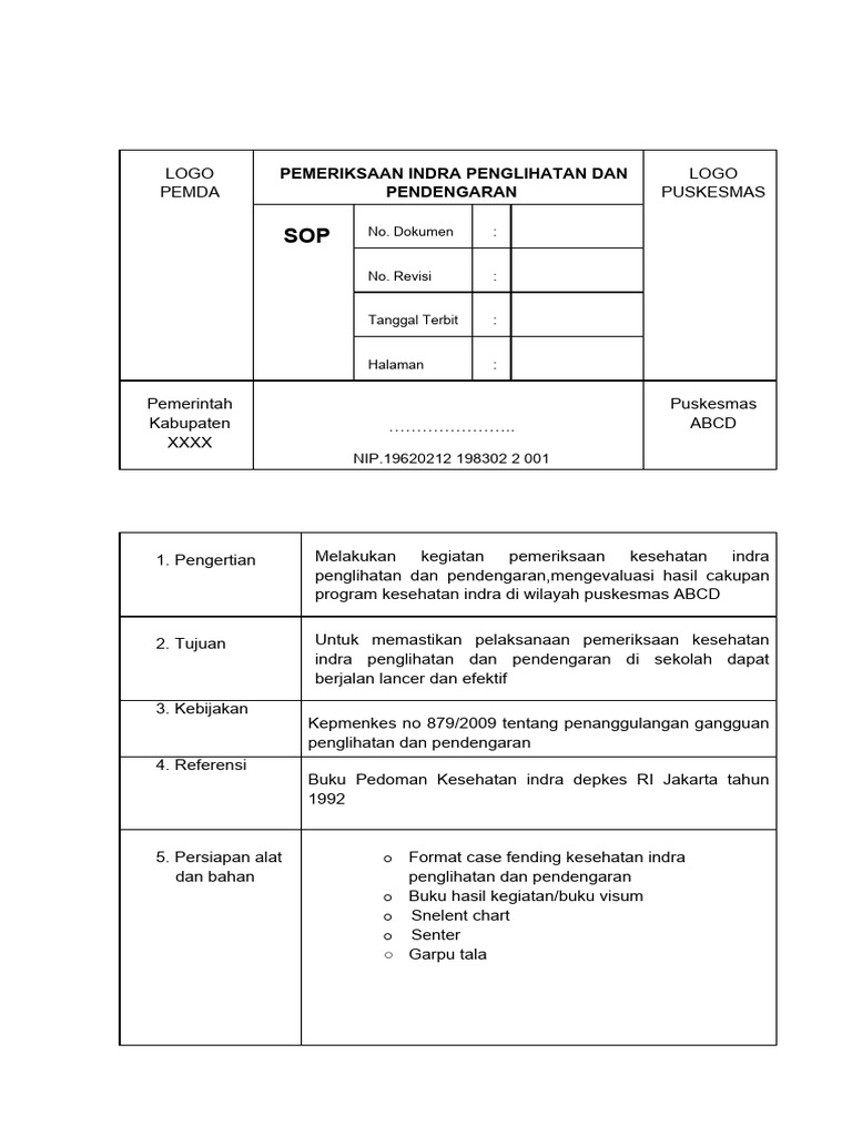Sop Indra Pendengaran Penglihatan | PDF