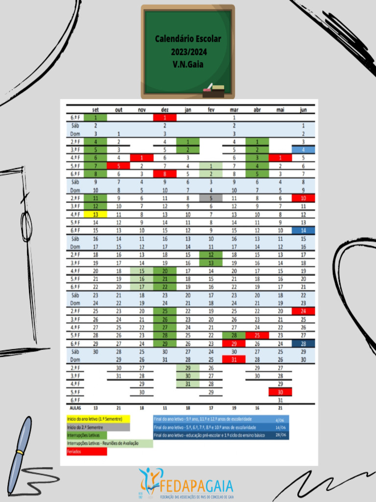Calendario Escolar 23-24 Escolas de Gaia | PDF