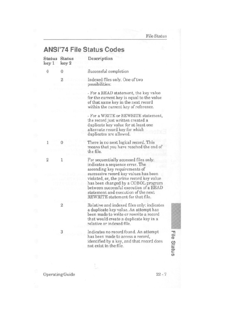 MANUAL FILE STATUS Cobol | PDF