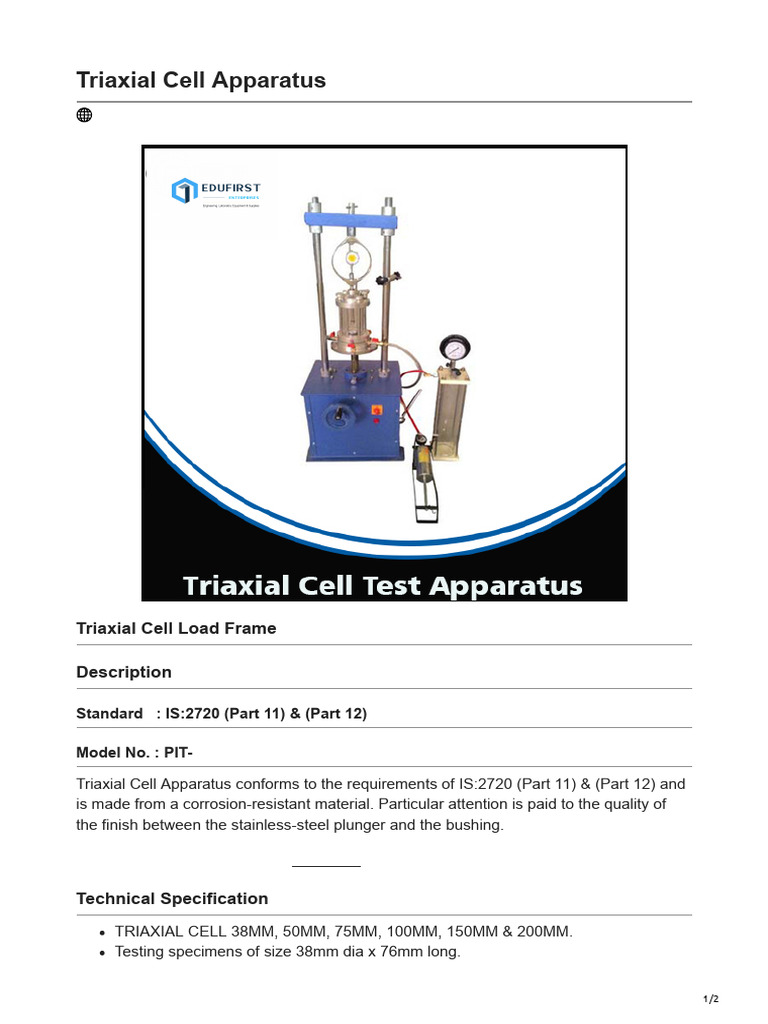 Triaxial Cell Apparatus | PDF