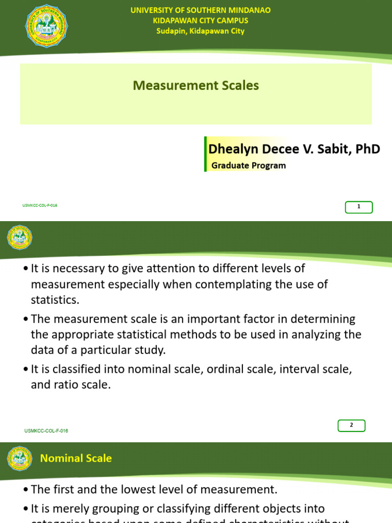 Measurement Scales | PDF | Level Of Measurement | Statistical Classification