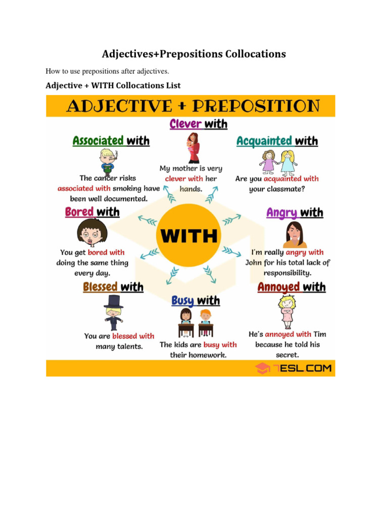 Adjectives+Prepositions Collocations | PDF