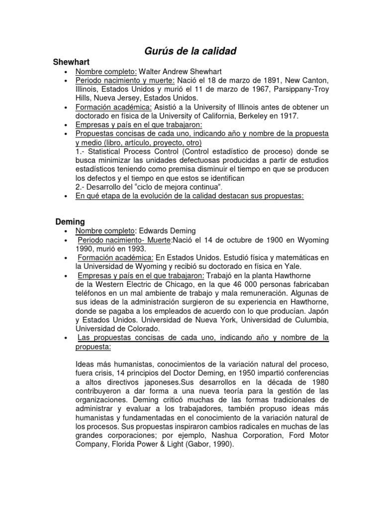 Gurús de La Calidad | PDF | Calidad