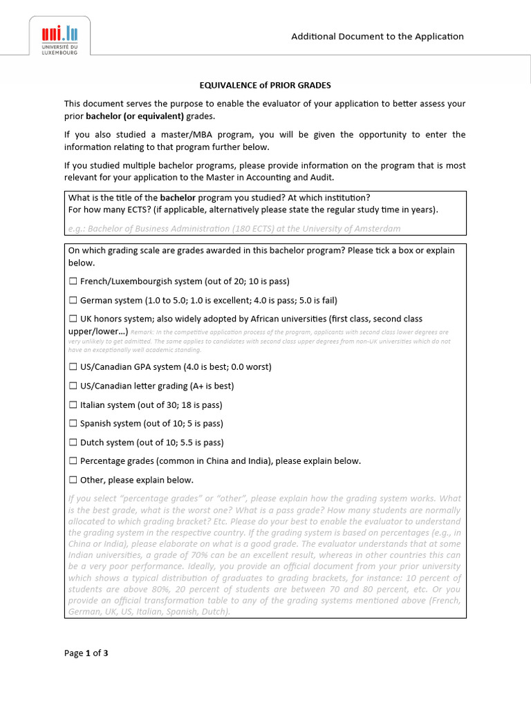 Additional Document Prior Grades 8 | PDF | Bachelor's Degree | Academic Degree