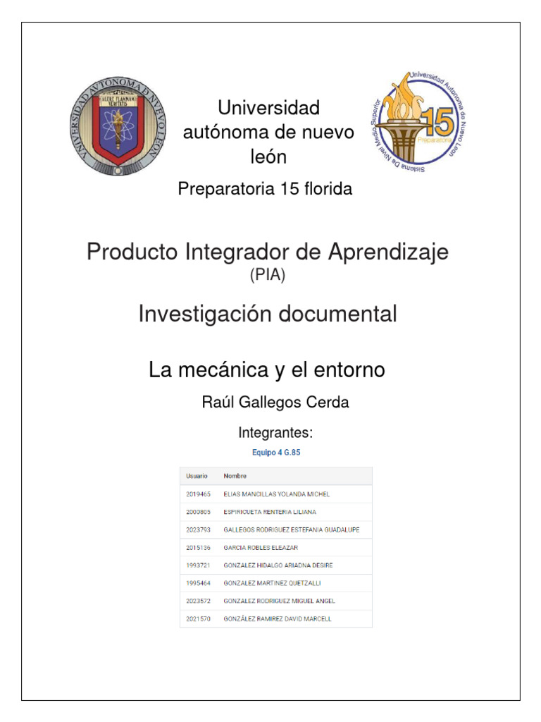 Equipo 4 Pia Lme | PDF | Fuerza | Masa