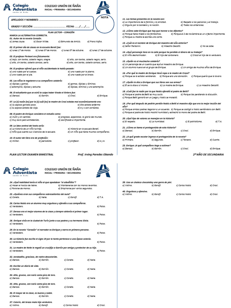 PLAN LECTOR - Corazón | PDF