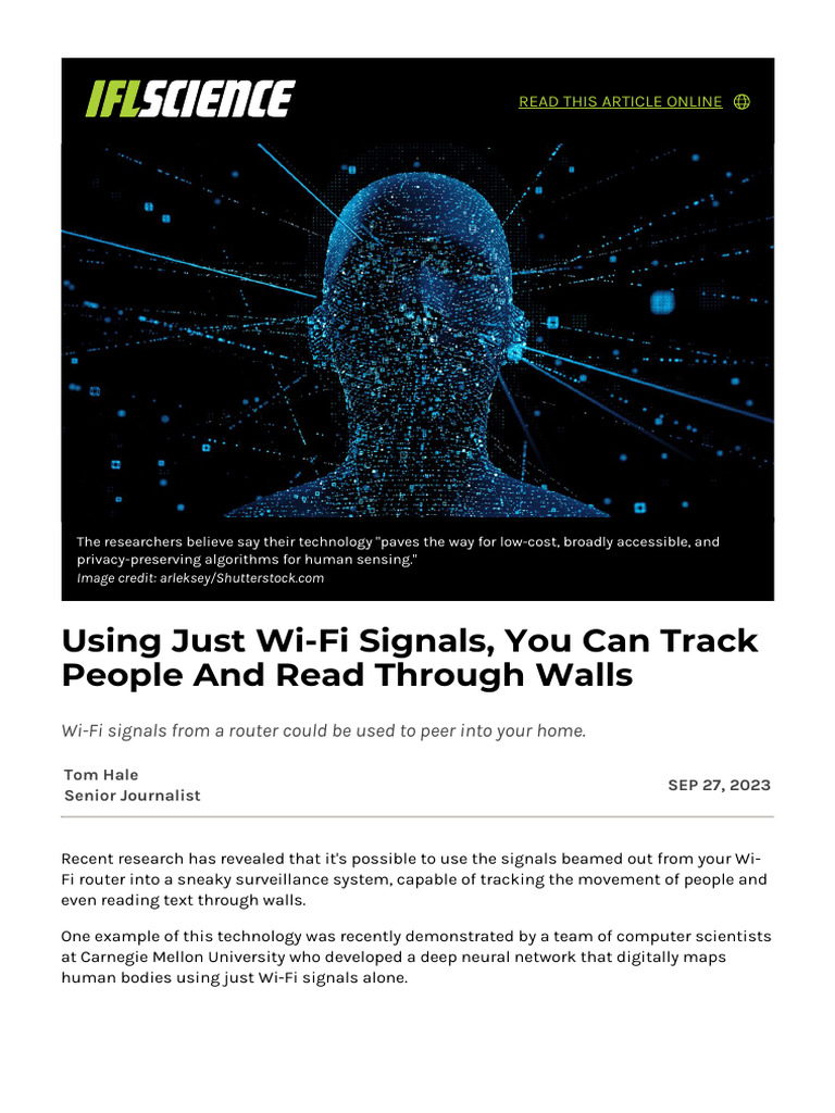 Using Just Wi Fi Signals You Can Track People And Read Through Walls Pdf Wi Fi Surveillance