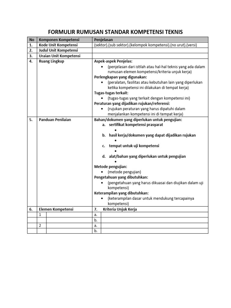 3. Contoh dan Form Unit Kompetensi | PDF