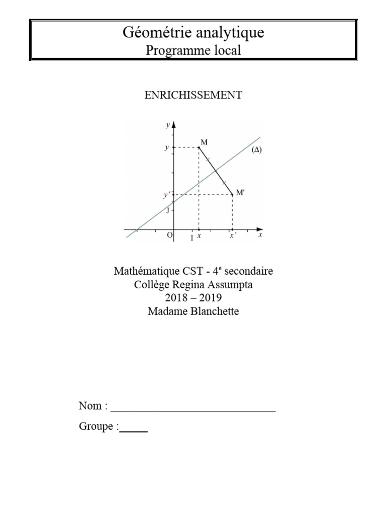 Activités de géométrie analytique en mathématiques | PDF