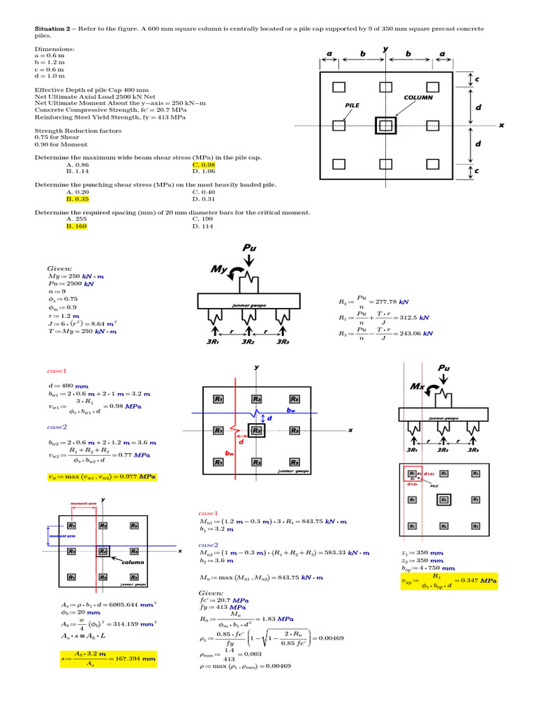 Preboard2 Psad Situation 2 Pile Footing | PDF | Strength Of Materials | Deep Foundation
