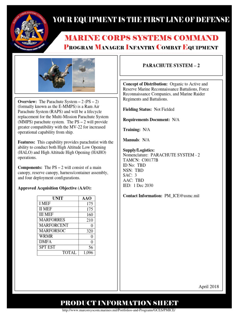PS-2 Parachute System Overview 2018 | PDF