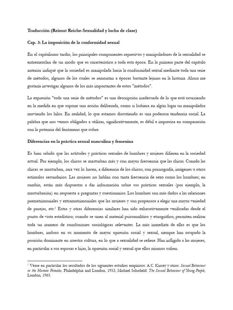 Sexualidad y Lucha de Clases, Cap 3. Reimut Reiche Traducción | PDF