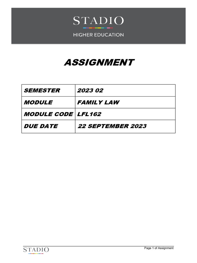 Family Law Assignment Submission Guide | PDF | Login | Divorce