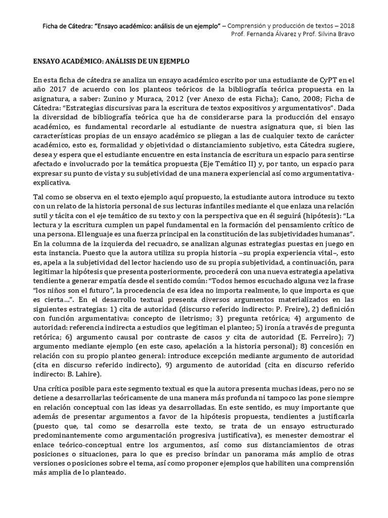 2018 - EnSAYO ACADÉMICO - Análisis de Un Ejemplo | PDF | Ensayos | Autor