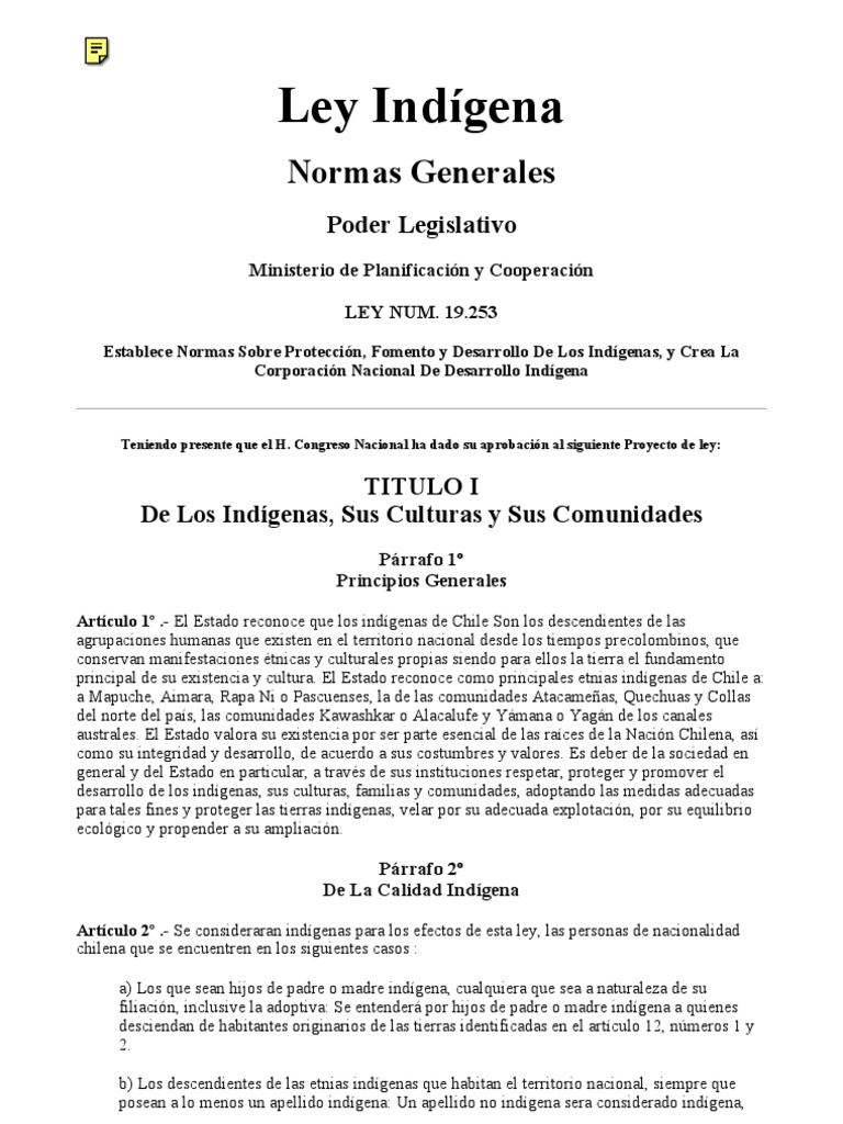 Ley Indigena 19253 | Propiedad | Jurisdicción | Prueba gratuita de 30 ...