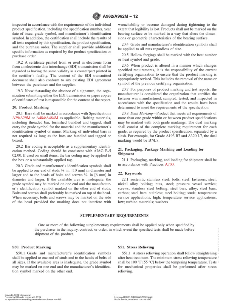 Product Marking: A29/A29M A484/A484M | PDF | Screw | Steel