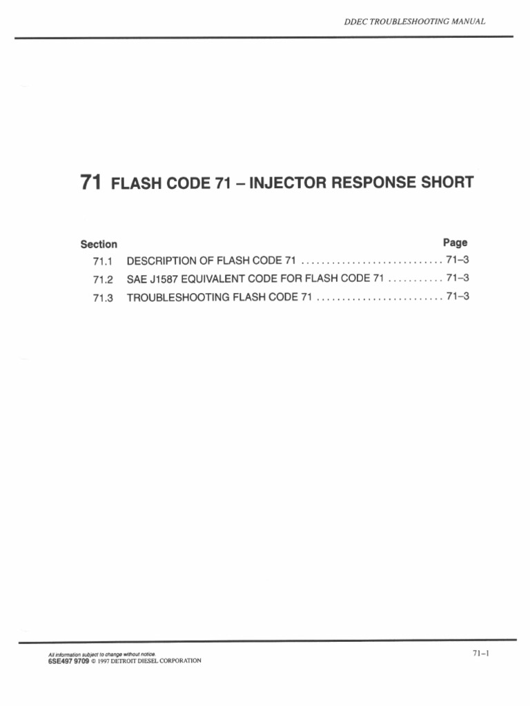 71 Flash Code 71 Injector Response Short | PDF