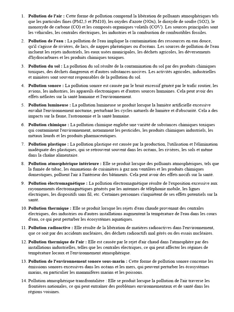 Les Types de Pollution | PDF