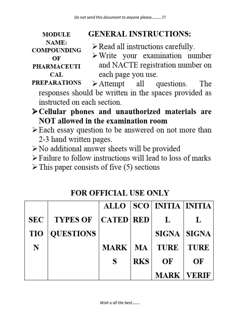 Tanganyika Nacte Past Paper-1 | PDF | Pharmacist | Hospital